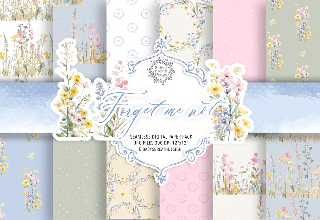 Wild Floral Digital Paper Pack, Floral Watercolor Borders, Premade ...