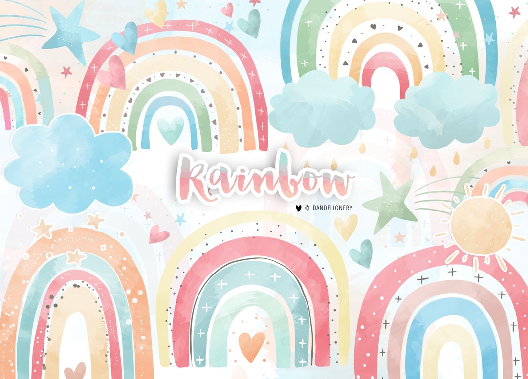 Watercolor Color Rainbow, Rainbows Clipart, Instant Download, Baby ...