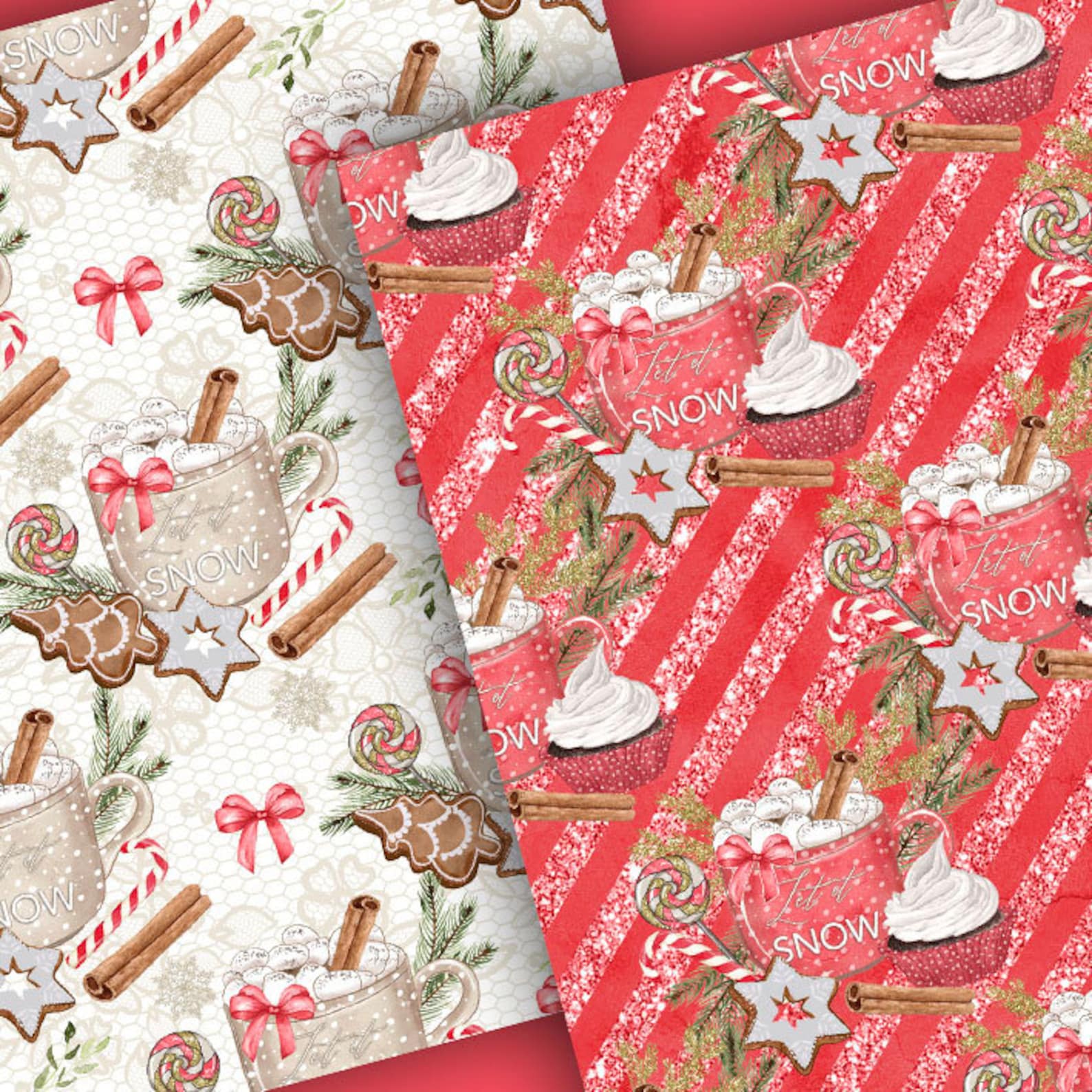 Sweet Christmas Digital Paper Pack Christmas Tree Christmas - Etsy
