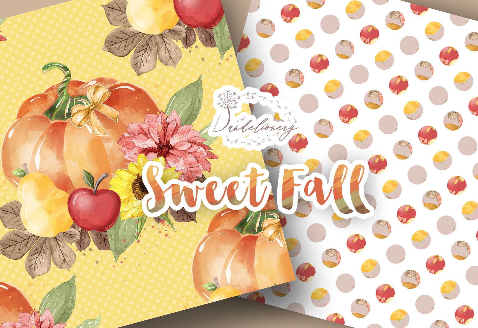 Sweet Fall Pumpkin Digital Paper Pack Thanksgiving Stickers - Etsy