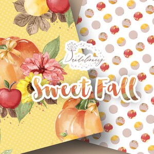 Sweet Fall Pumpkin Digital Paper Pack, Thanksgiving Stickers, Autumn ...