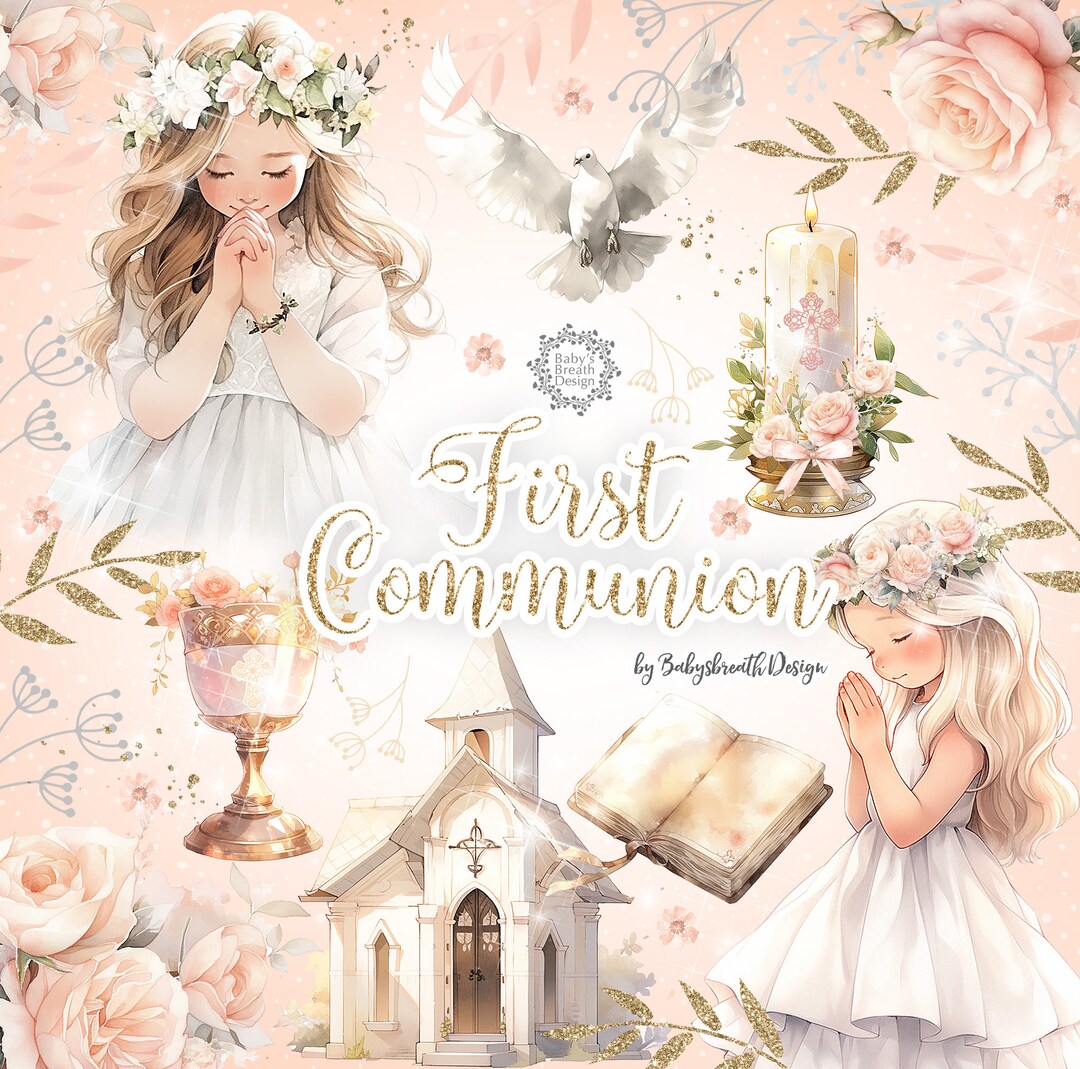 Watercolor First Communion Clipart, Watercolor Clipart First Communion ...