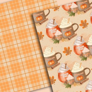Watercolor Pumpkin Spice Digital Paper Pack, Cute Pumpkin Spice Pattern ...