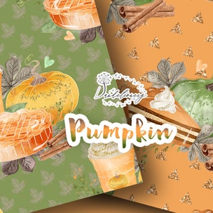 Fall Pumpkin V. Digital Paper Pack, Thanksgiving Stickers, Autumn, Fall ...