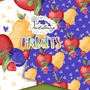 Watercolor Fruits Digital Paper Pack, Fruit Download, Instant Download ...