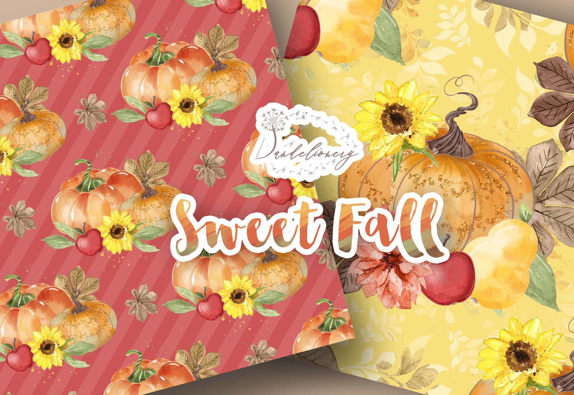 Sweet Fall Pumpkin Digital Paper Pack Thanksgiving Stickers - Etsy