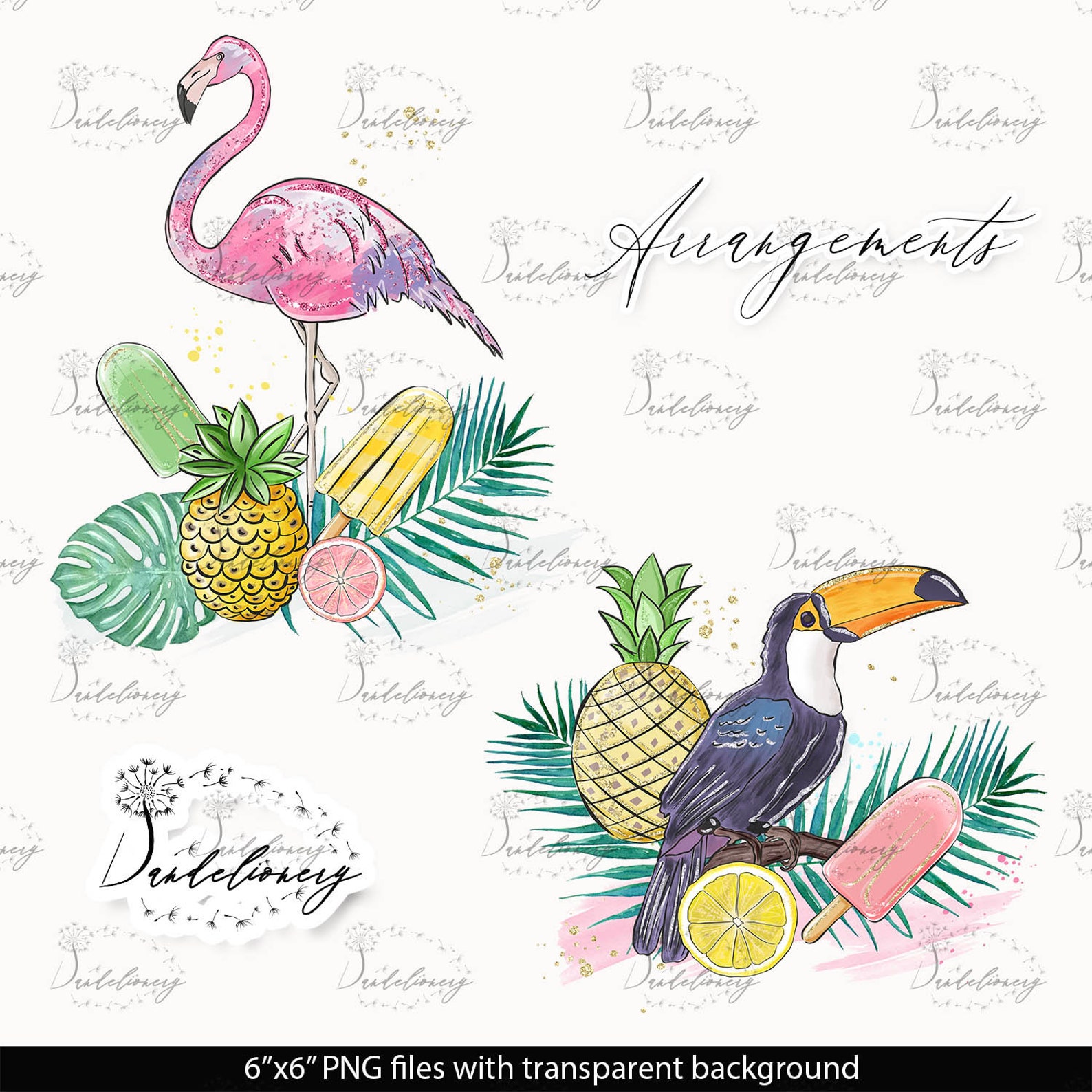 Tropical Summer Design Toucan Bird Flower Clip Art - Etsy