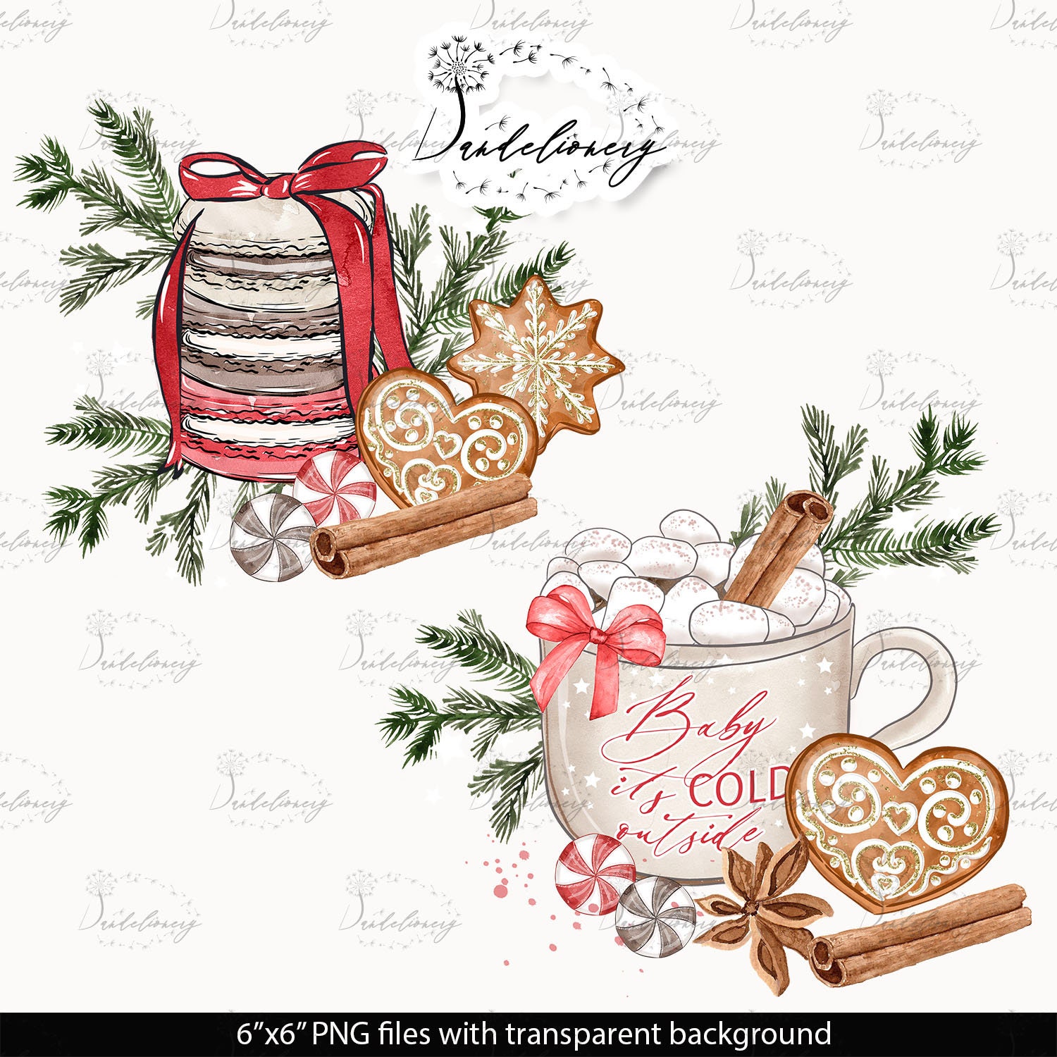 Gingerbread Watercolor Clipart Christmas Clipart Cute | Etsy