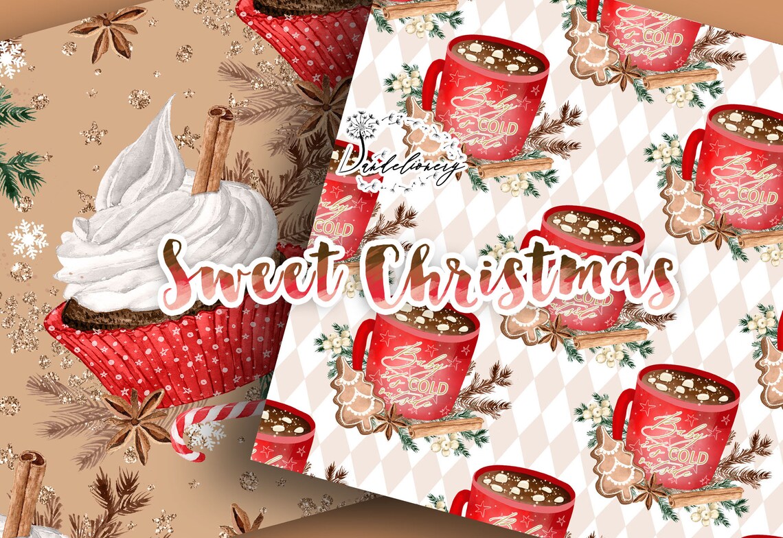 Sweet Christmas Digital Paper Pack Christmas Pattern Cute - Etsy