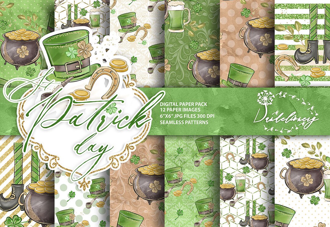 St. Patrick's Day Digital Paper Pack Instant Download - Etsy
