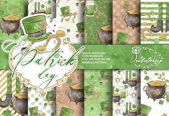 St. Patrick's Day Digital Paper Pack Instant Download - Etsy