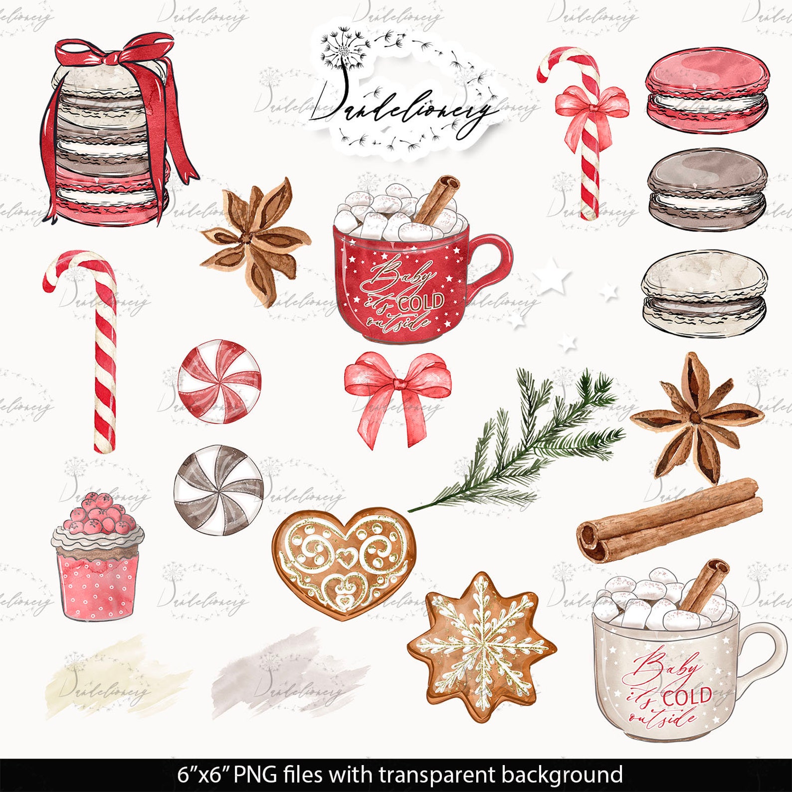 Gingerbread Watercolor Clipart Christmas Clipart Cute | Etsy