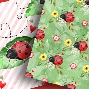 Watercolor Sweet Ladybug Digital Paper Pack, Ladybug Download, Instant ...
