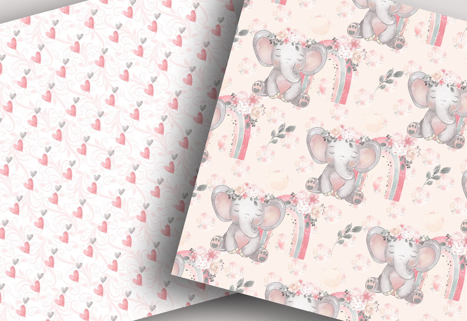Watercolor Baby Elephant Digital Paper Pack Rainbows Baby | Etsy