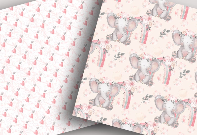 Watercolor Baby Elephant Digital Paper Pack Rainbows Baby | Etsy