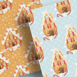 Gingerbread House Digital Paper Pack, Cute, Candy Cane, Christmas ...