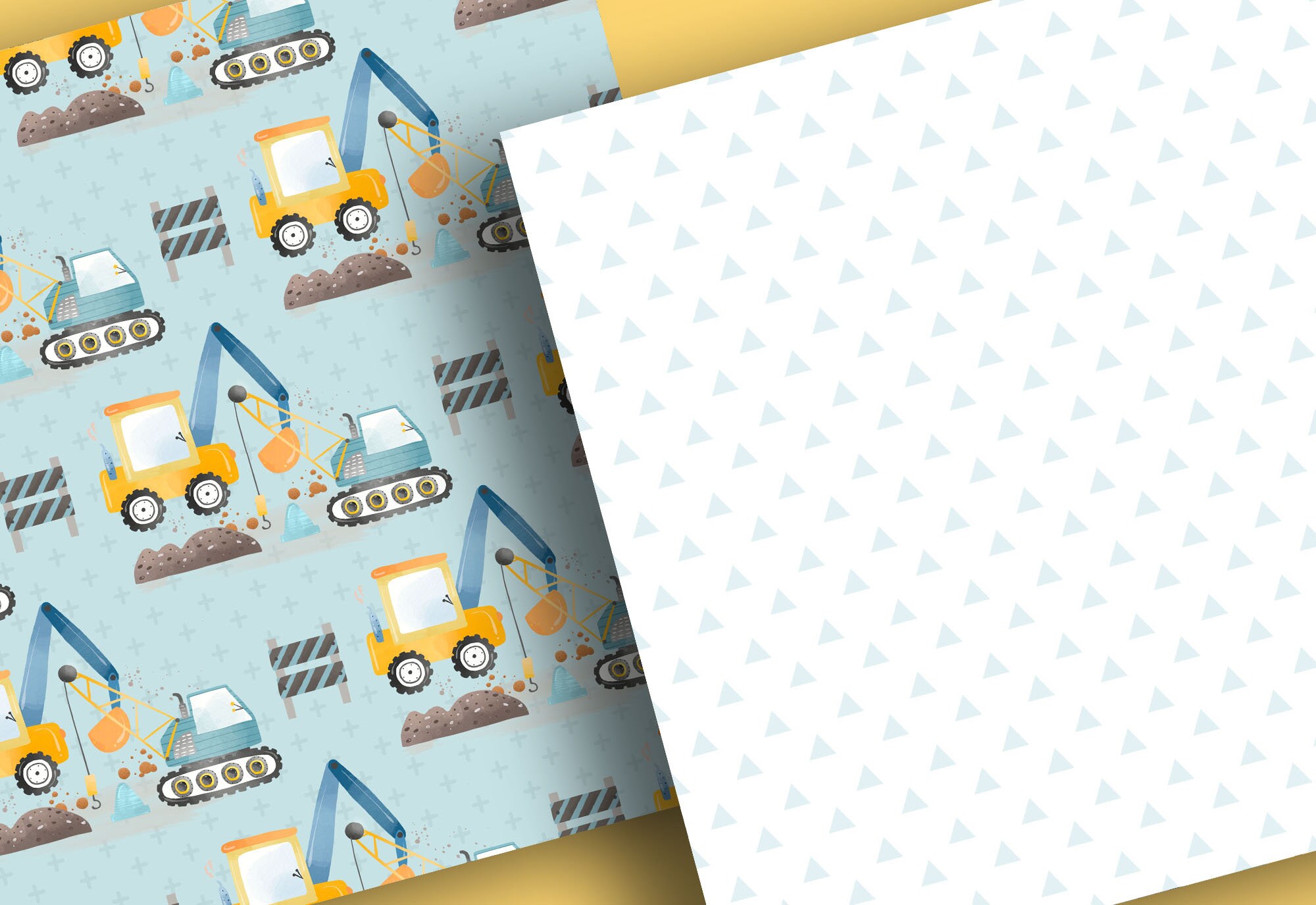 Watercolor Construction Diggers Digital Paper Pack Boy - Etsy