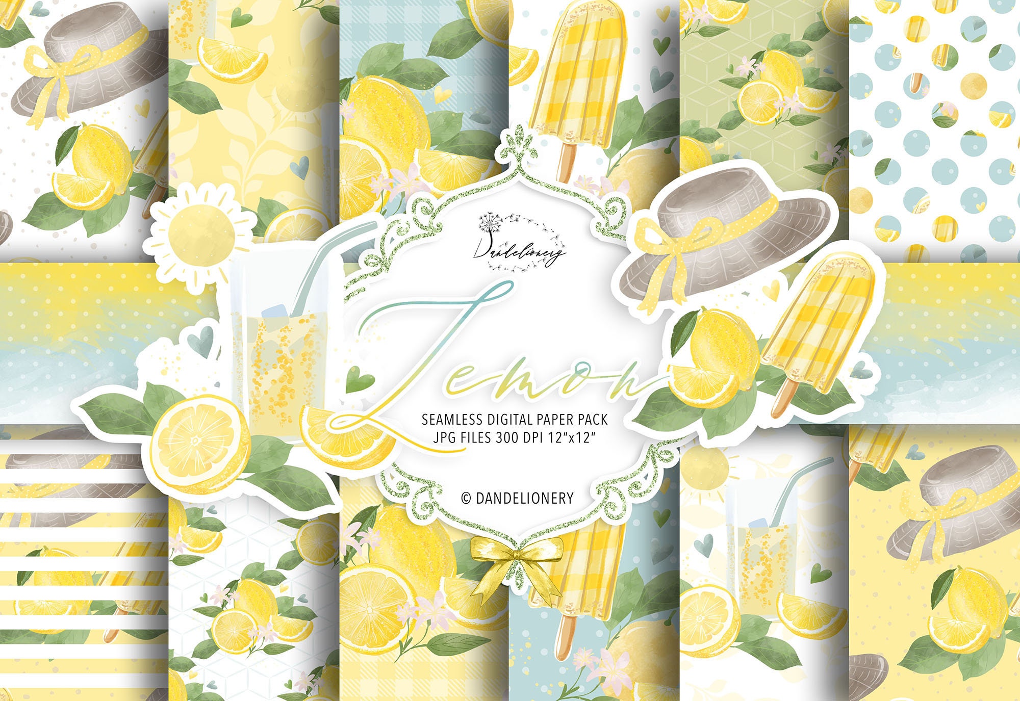 Watercolor Cute Lemon Digital Paper Pack Fruit Pattern Lemon - Etsy