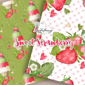 Watercolor Strawberry Digital Paper Pack, Strawberry, Instant Download ...