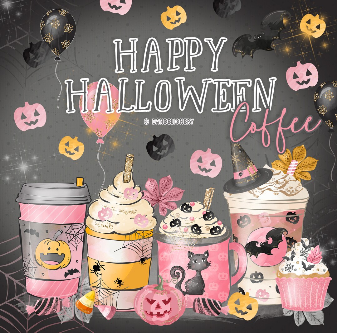 Happy Halloween Coffee Digital Design, Halloween Clipart, Halloween ...