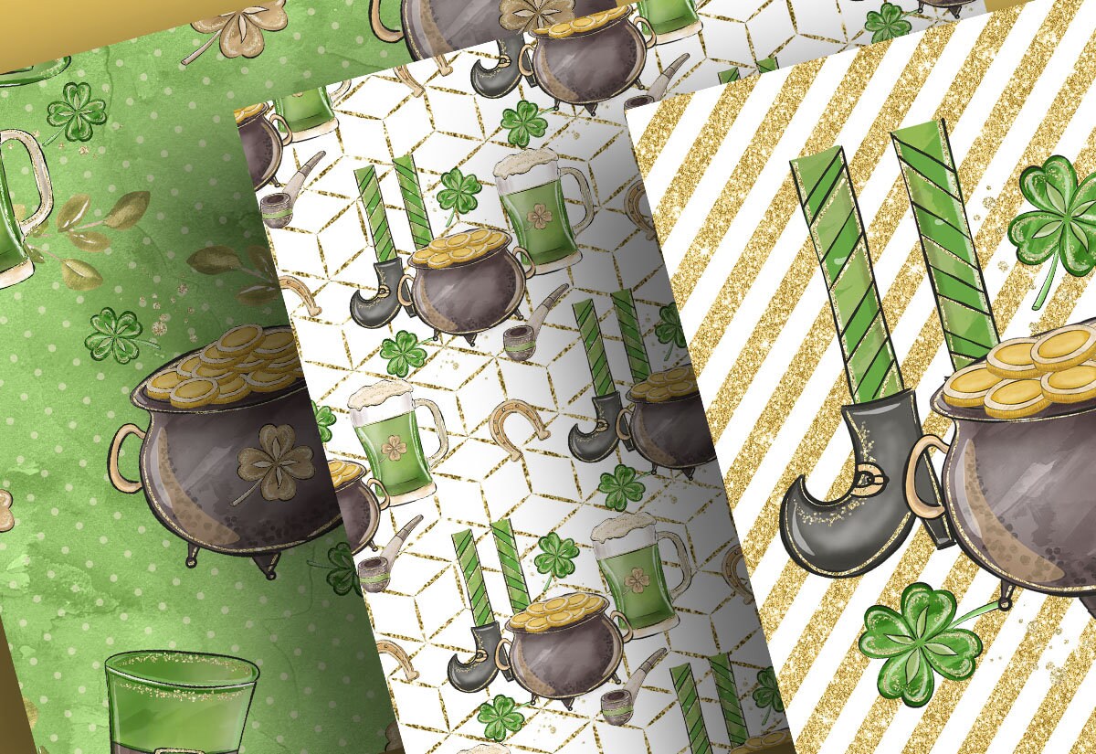 St. Patrick's Day Digital Paper Pack Instant Download - Etsy
