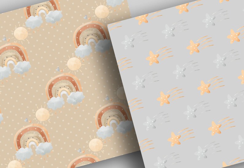 Watercolor Rainbow I. Digital Paper Pack., Rainbows Pattern, Baby ...