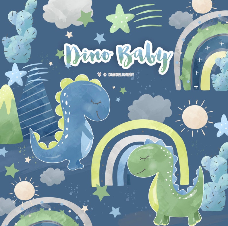 Watercolor Baby Dino Clipart Rainbow Baby Boy Clipart Baby - Etsy