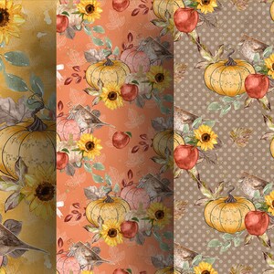 Fall Pumpkin Digital Paper Pack, Thanksgiving Stickers, Autumn, Fall ...