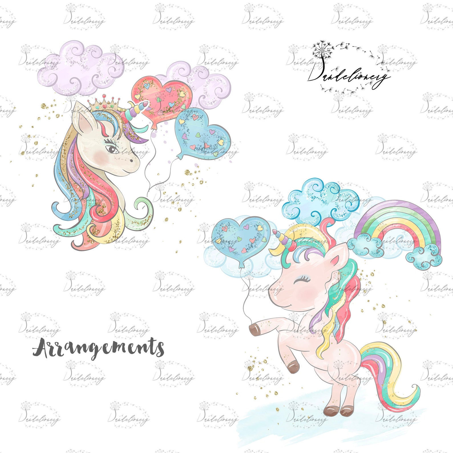 Watercolor Unicorns II. Clipart Rainbow Unicorns Download - Etsy Canada