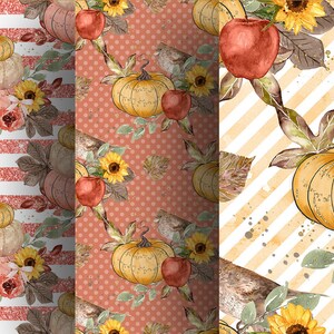 Fall Pumpkin Digital Paper Pack, Thanksgiving Stickers, Autumn, Fall ...