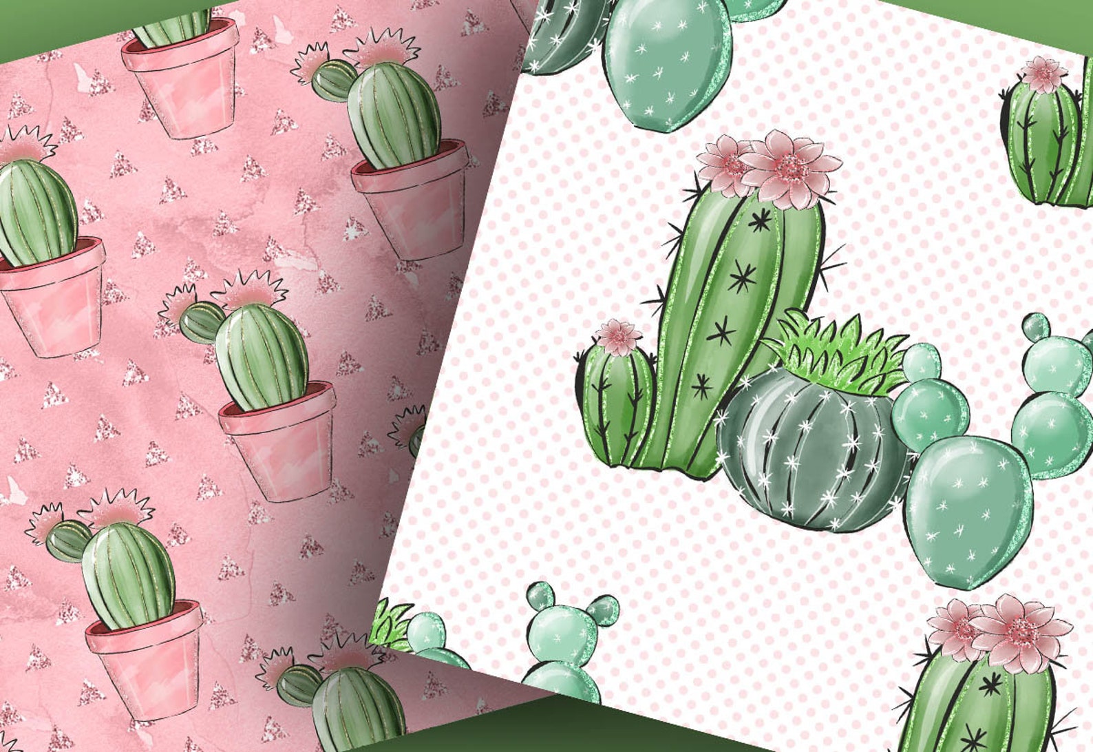 Sweet Cactus Digital Paper Pack Hand Draw Cacti Pattern - Etsy