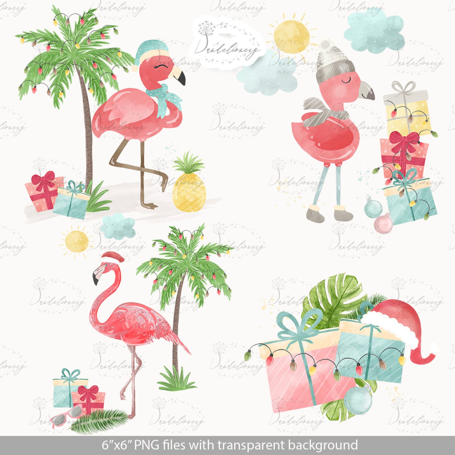 Flamingo Christmas Clipart Flamingos Christmas Christmas in - Etsy