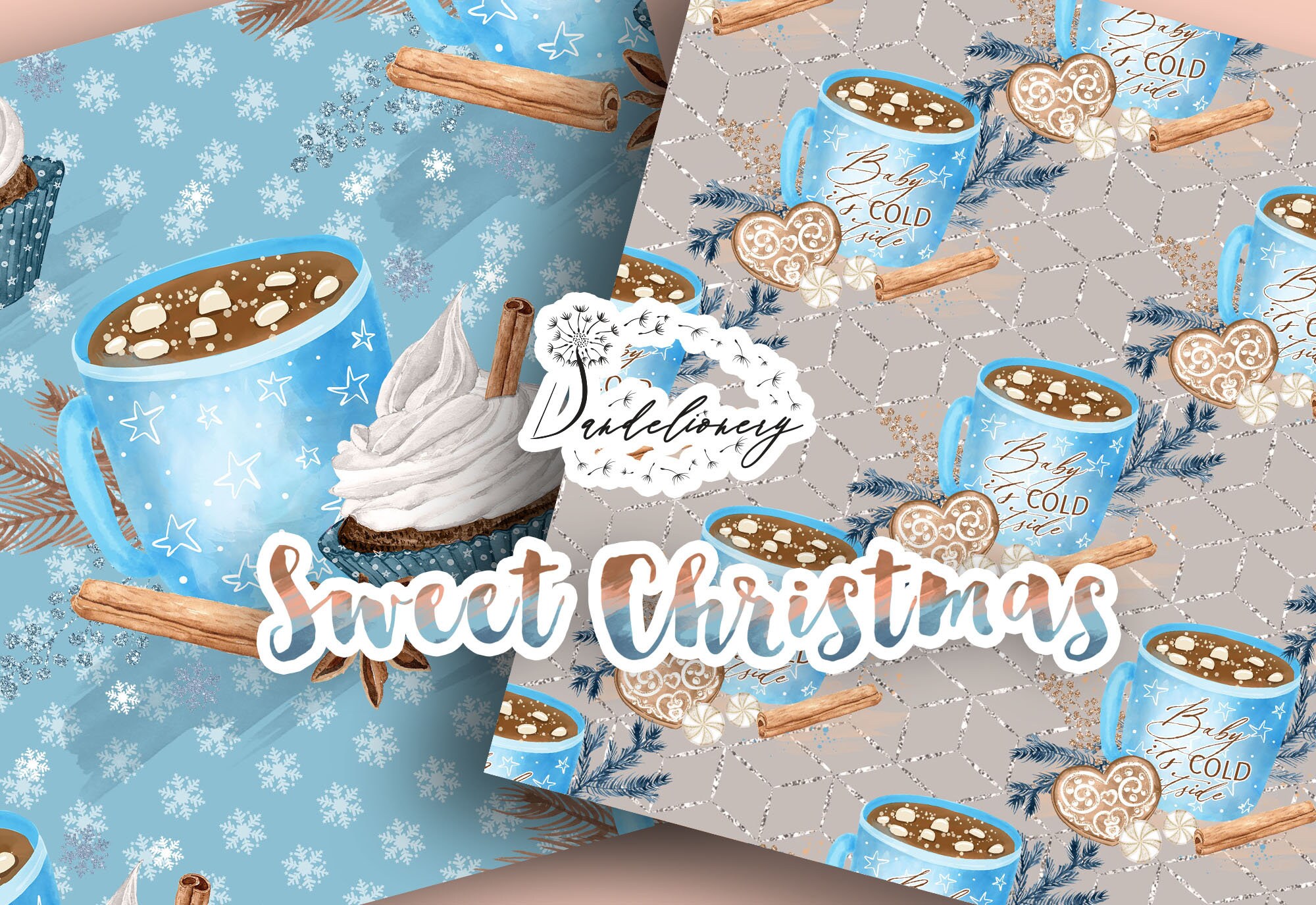 Sweet Christmas Digital Paper Pack Christmas Clipart Cute - Etsy