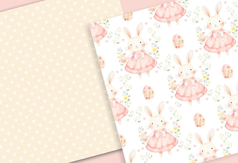 Watercolor Happy Easter Digital Paper Pack, Spring Pattern, Romantic ...