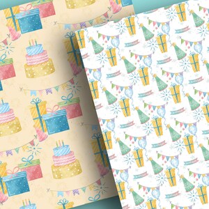 Watercolor Birthday Digital Paper Pack, Party, Kids Birthday, Printable ...