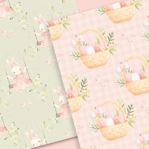 Watercolor Happy Easter Digital Paper Pack, Spring Pattern, Romantic ...