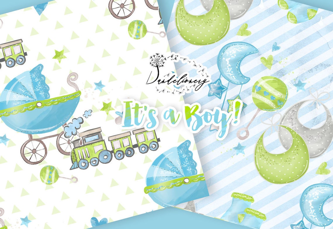 Watercolor It's a Boy! Digital Paper Pack, Nursery , Instant Download ...