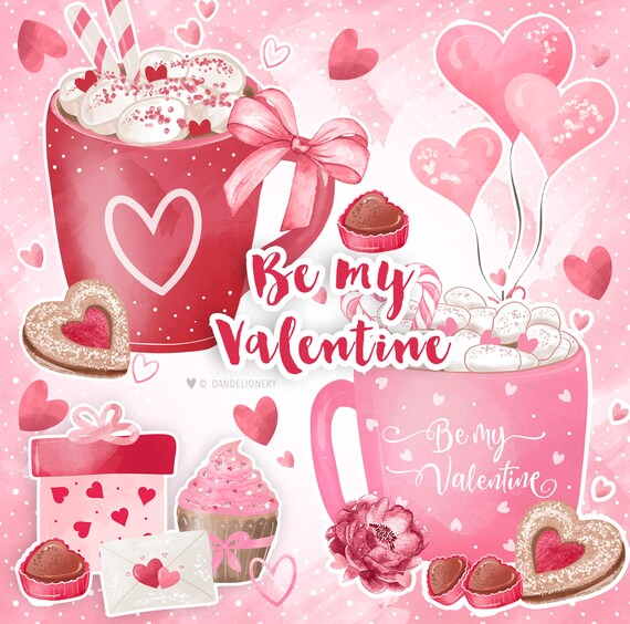 Be My Valentine Design Rainbows Clipart Instant Download | Etsy