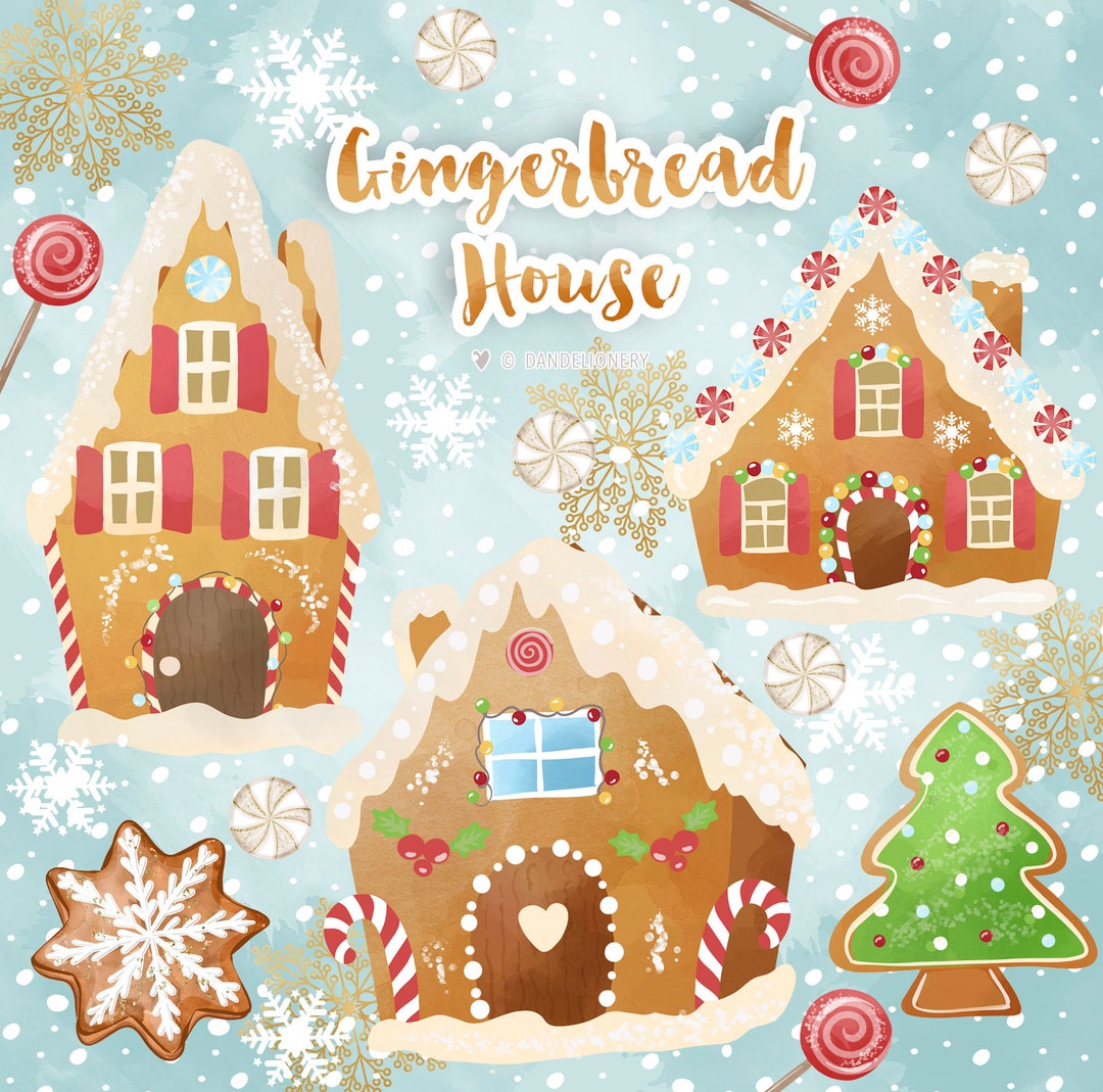 Gingerbread House Design, Cute, Candy Cane, Christmas Clip Art, Holiday ...