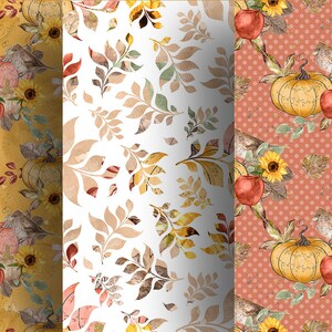 Fall Pumpkin Digital Paper Pack, Thanksgiving Stickers, Autumn, Fall ...