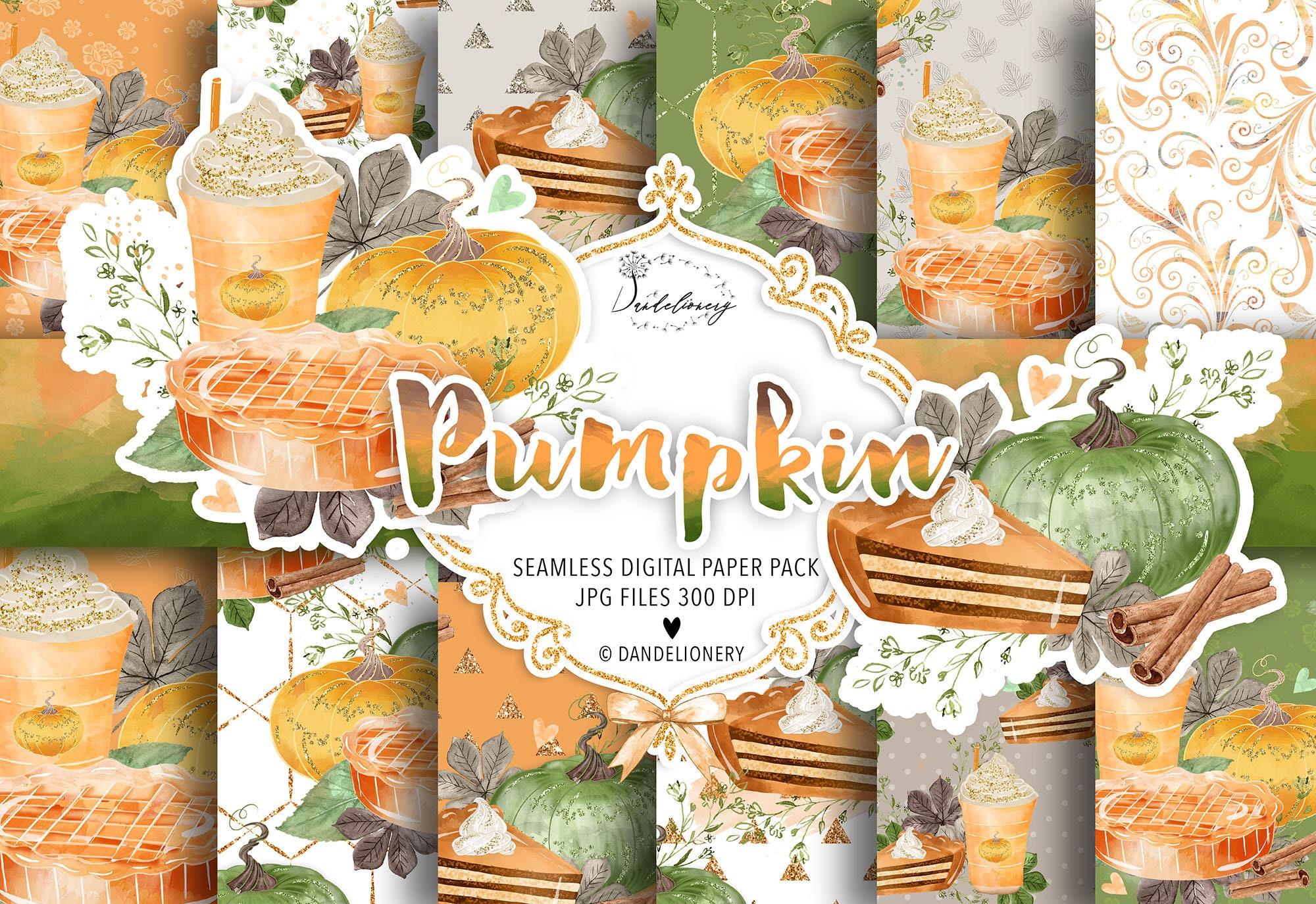 Fall Pumpkin V. Digital Paper Pack Thanksgiving Stickers - Etsy