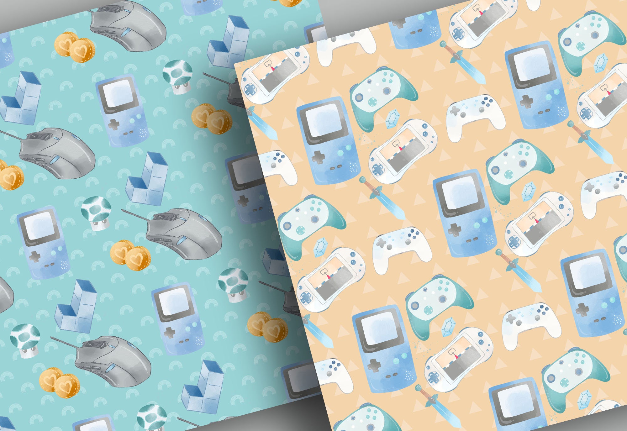 Watercolor Gamer Digital Paper Pack - Etsy
