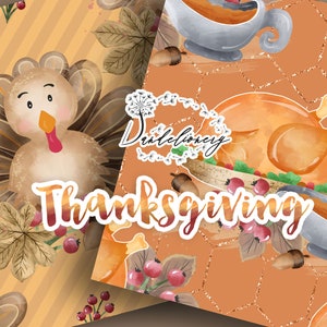 Watercolor Thanksgiving Digital Paper Pack, Autumn Leaves, Thanksgiving ...
