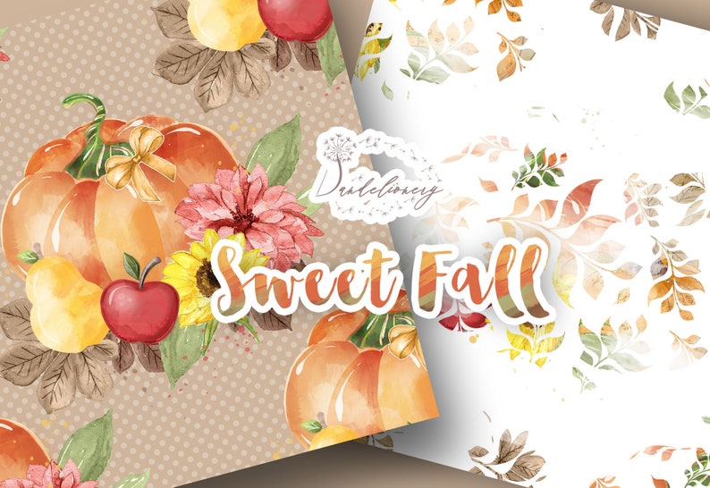 Sweet Fall Pumpkin Digital Paper Pack Thanksgiving Stickers - Etsy