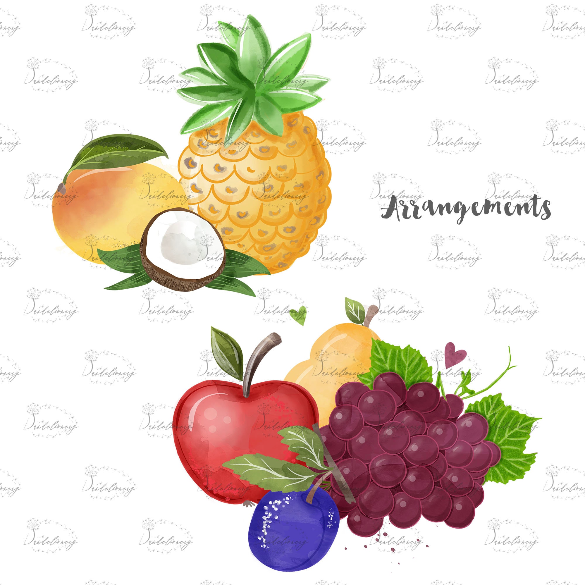 Watercolor Fruits Clipart Fruit Download Instant Download | Etsy