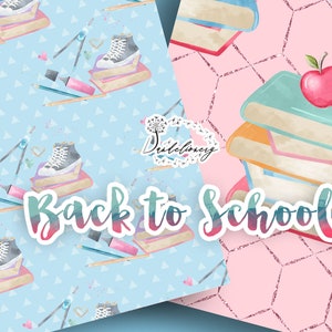 Back to School Digital Paper Pack, School, Backpack Background, Student ...