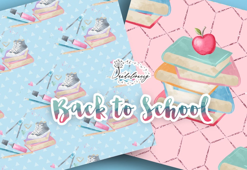 Back to School Digital Paper Pack School Backpack - Etsy