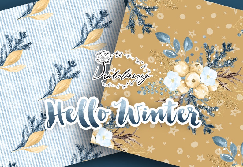Watercolor Hello Winter Digital Paper Pack Christmas - Etsy