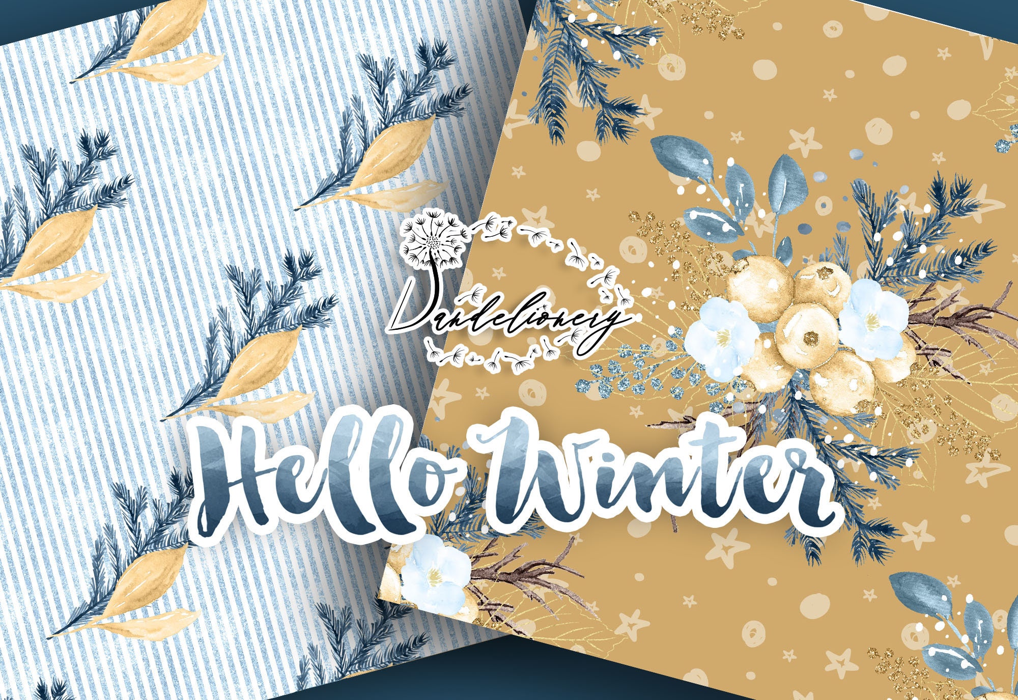 Watercolor Hello Winter Digital Paper Pack Christmas - Etsy