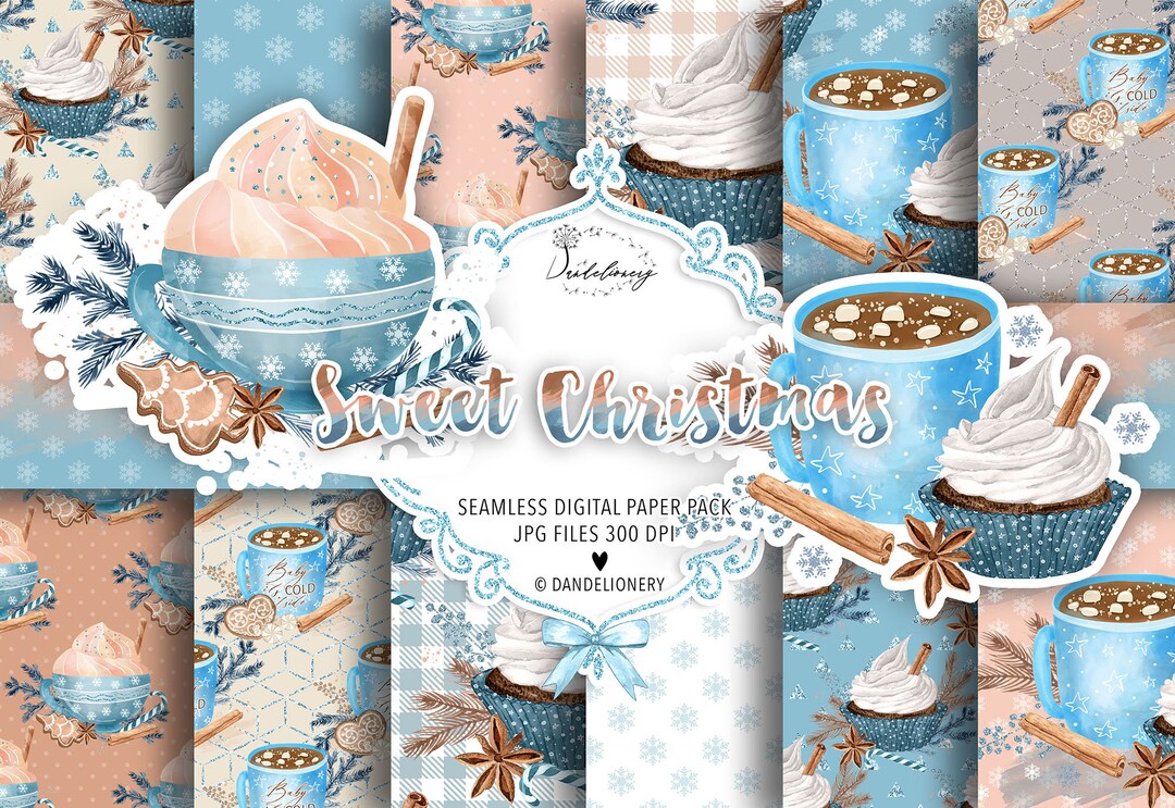Sweet Christmas Digital Paper Pack, Christmas Clipart, Cute Gingerbread ...